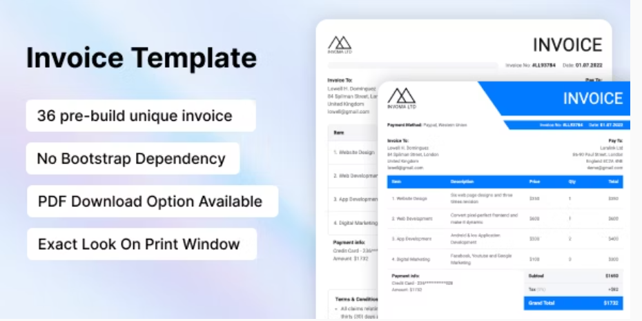 Invoma & Invoice HTML Templatedownload