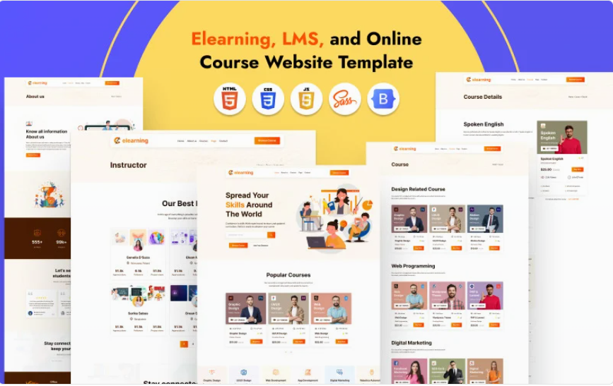 Elearning & E-learning, Education, LMS, and Online Course Website Templatedownload